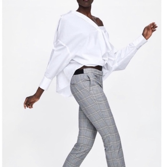 Zara | Pants & Jumpsuits | Zara Smart Comfort Grey Plaid Pants With ...